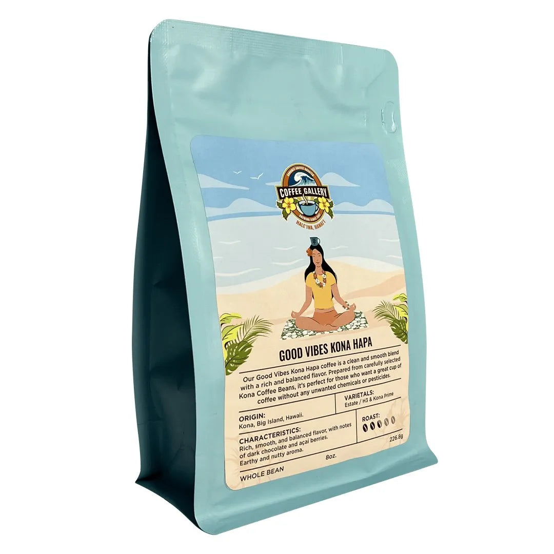 Good Vibes Kona Hapa Coffee blend from Kona – Coffee Gallery Hawaii